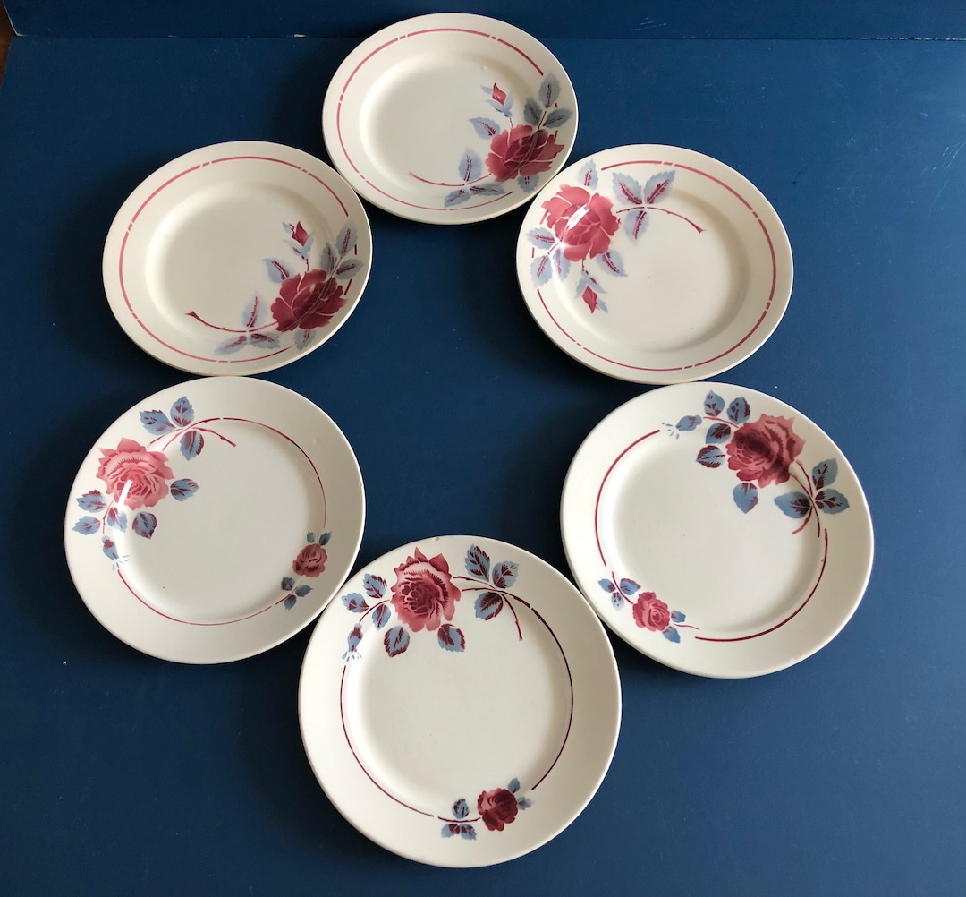 6 Old Mismatched Flat Plates Moulin Des Loups Badonviller - Etsy