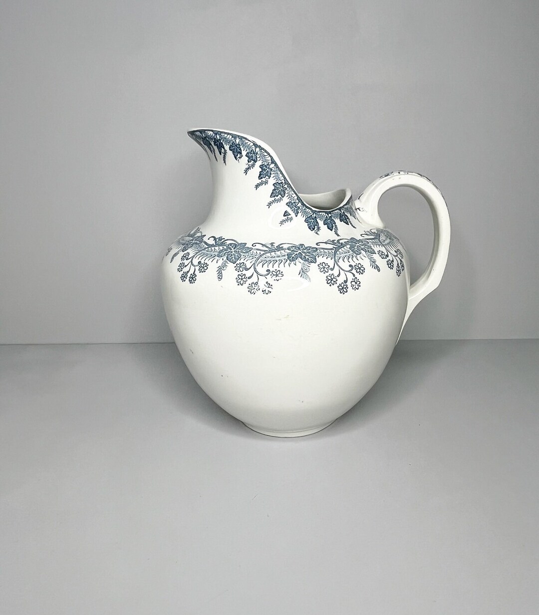 Large Toilet Pitcher in Lunéville Earthenware, Parure Model, Late 19th ...