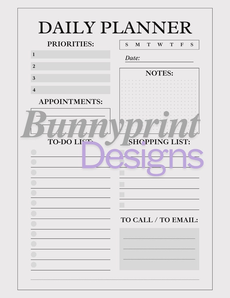 Daily Planner, Digital Download, Printable Daily Planner, Stay on Track ...