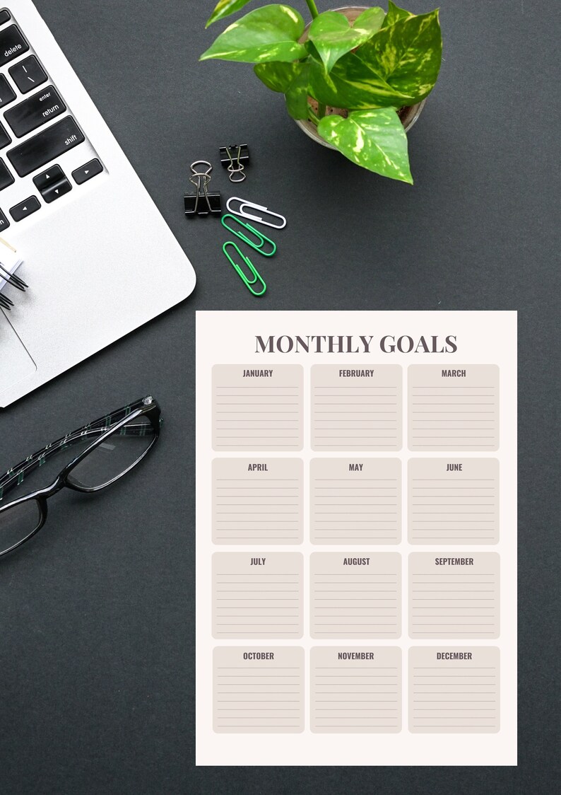 Monthly Planner, Digital Download Planner, Year at a Glance, Get ...