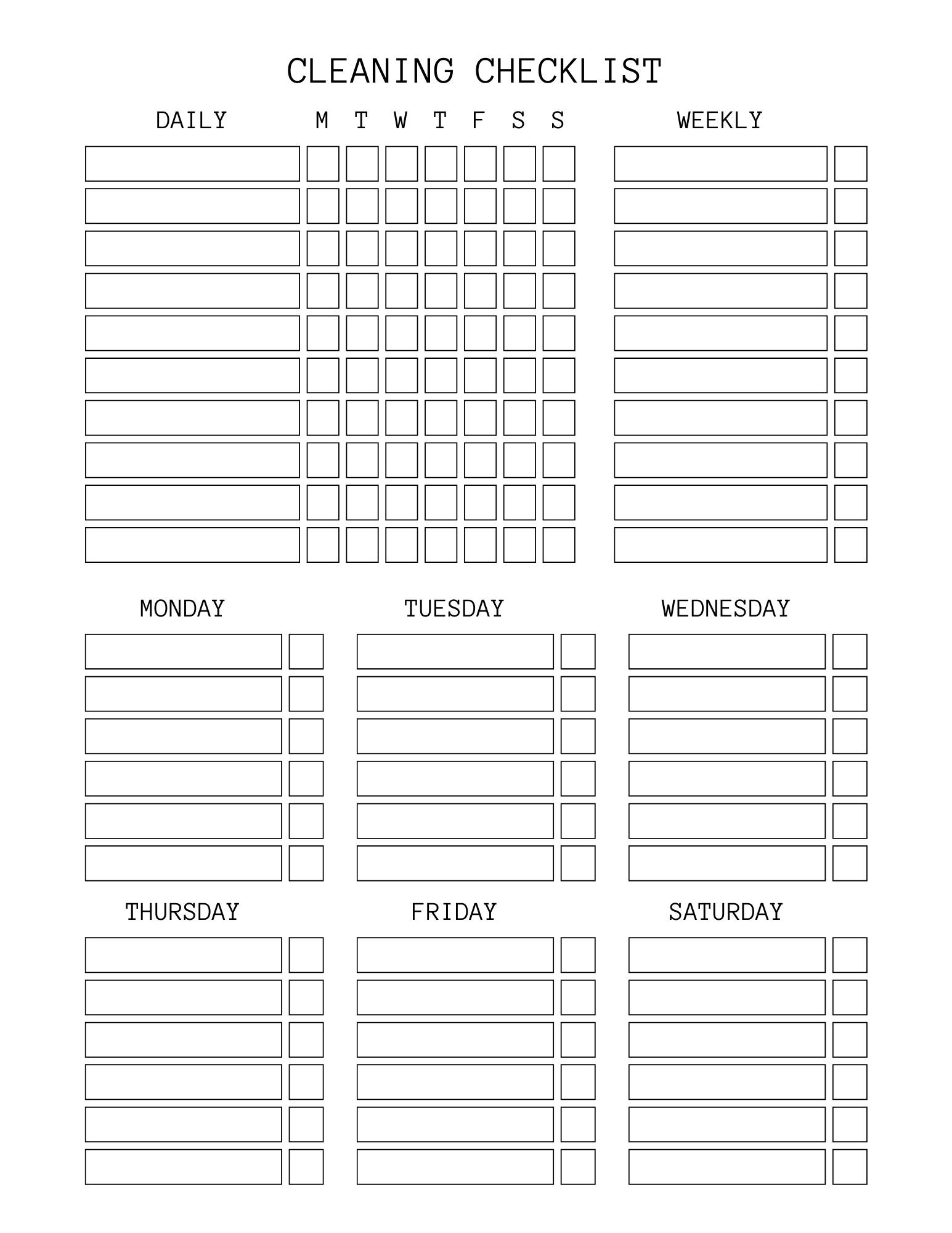 Digital Download Cleaning Chart, Cleaning Organization, Weekly Cleaning ...