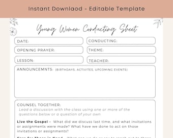 2023 Young Women Conducting Sheet for Class Opening Exercises - Etsy