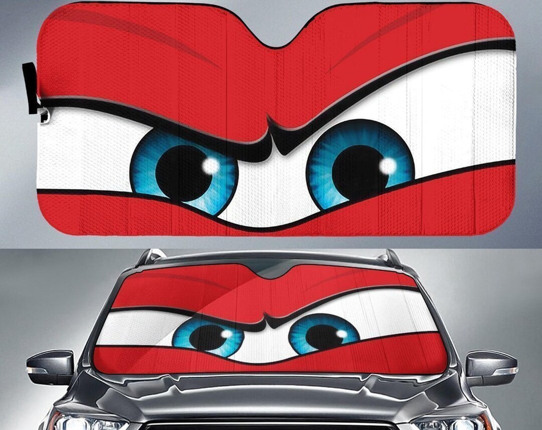 Angry Face Red Car Eyes Sun Shade Car Accessories, Cartoon Car Sun ...
