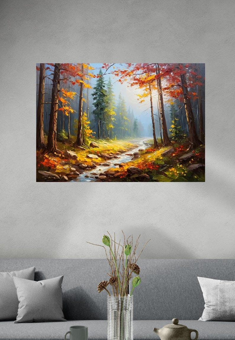Forest Stream in Autumn Poster | Vintage Nature Wall Art | Stunning ...