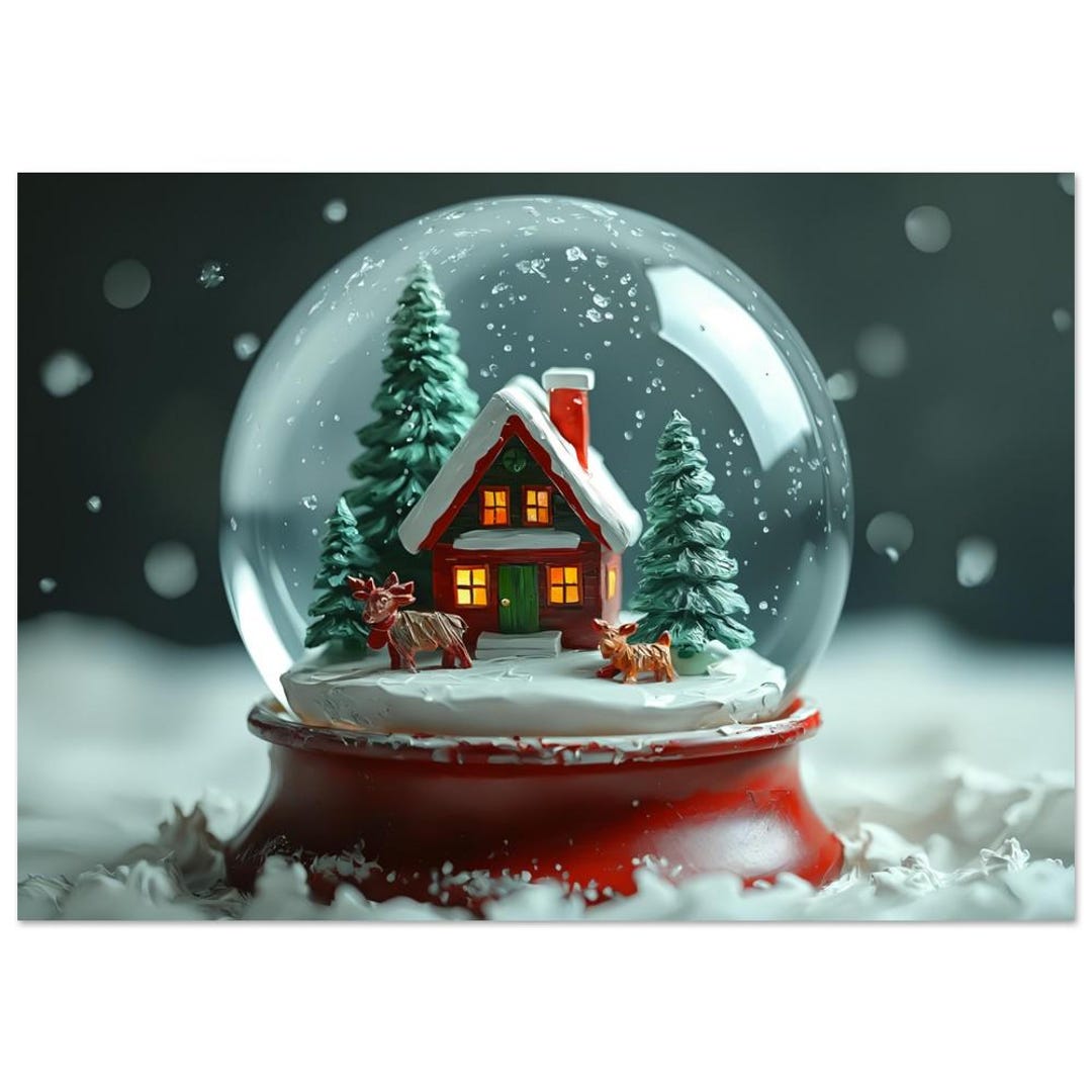 Vintage Snow Globe Poster With Wintry Scene for Christmas and Holiday ...