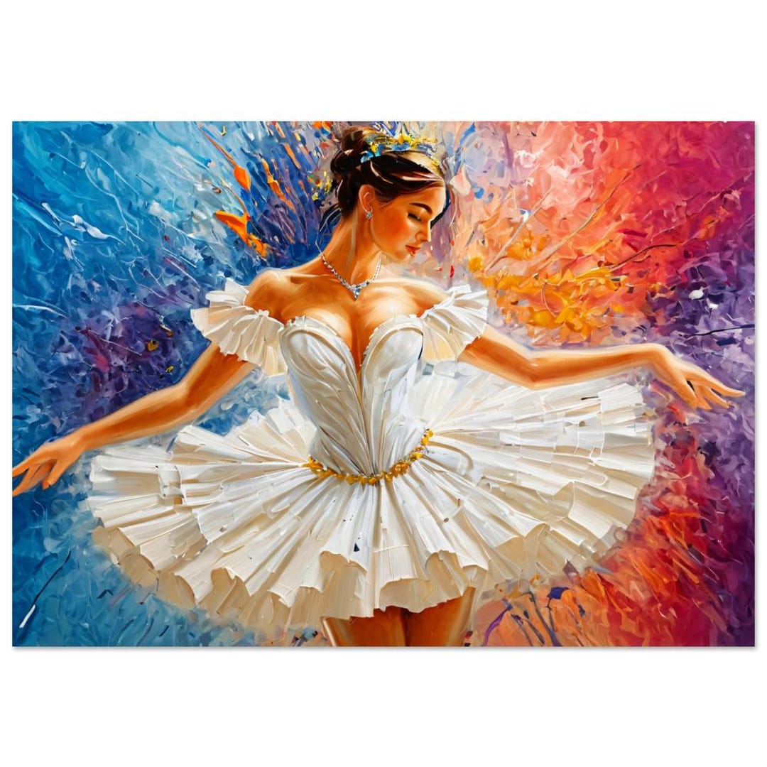Classic Ballerina in White, Vintage Ballet Poster, Beautiful Dance Art ...
