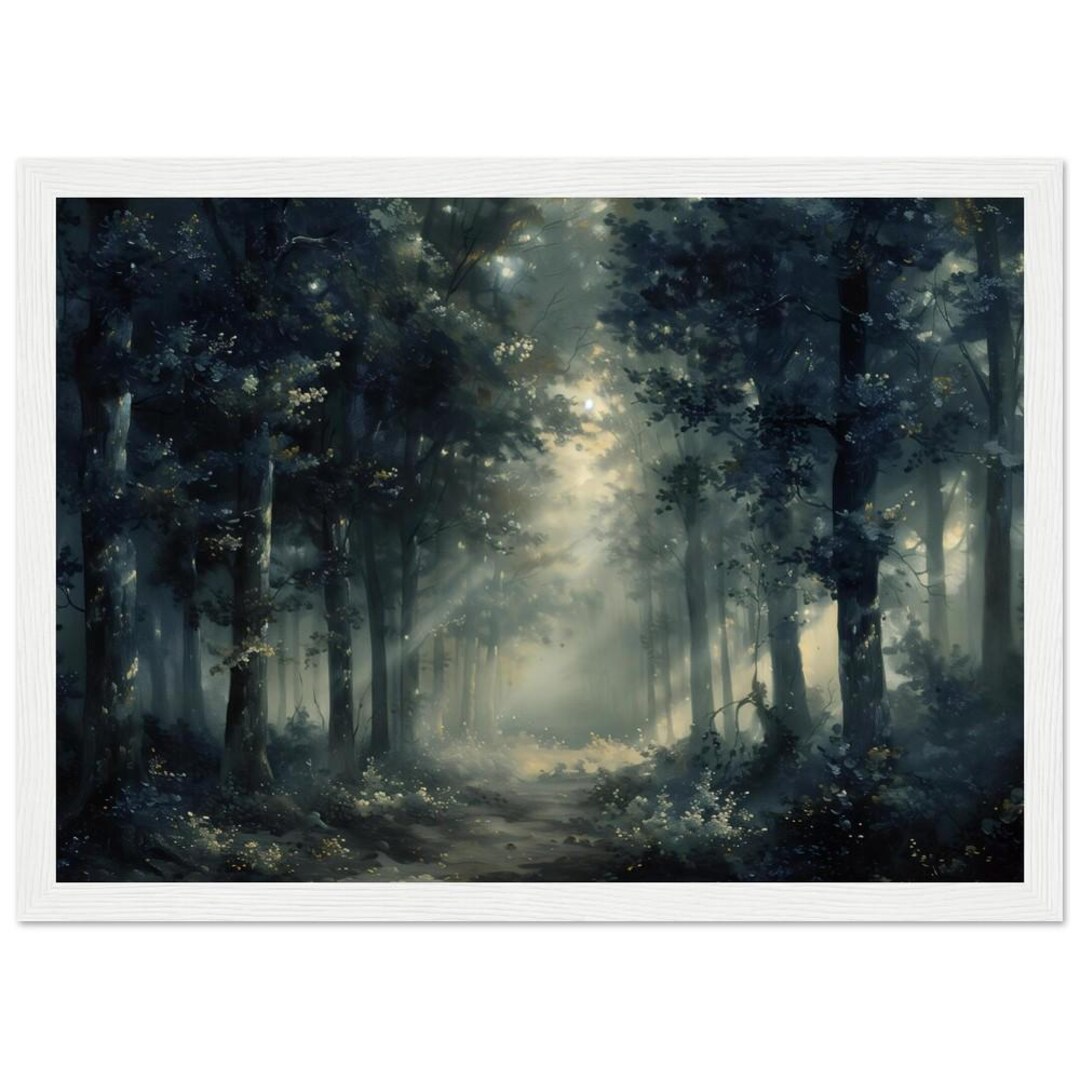Framed Forest Path Poster Serene Nature Landscape With Tall Trees and ...
