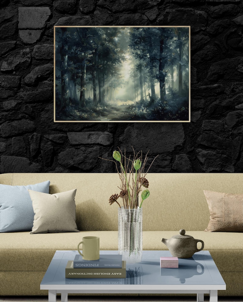 Framed Forest Path Landscape Poster Tranquil Path Through Tall Trees ...