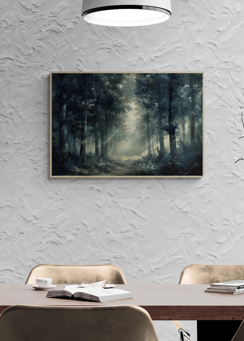 Framed Forest Path Landscape Poster Tranquil Path Through Tall Trees ...