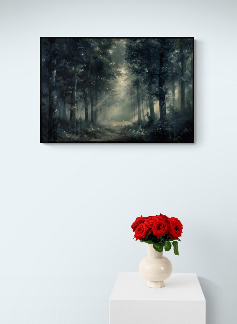 Framed Forest Path Landscape Poster Tranquil Path Through Tall Trees ...
