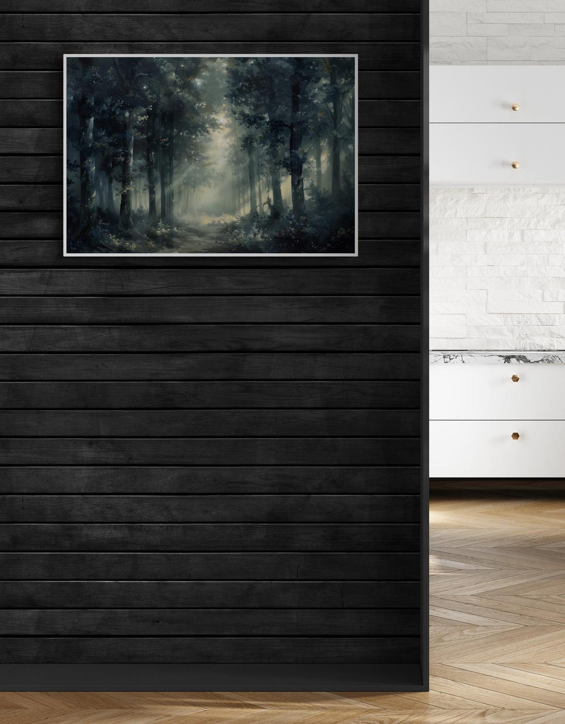 Framed Forest Path Landscape Poster Tranquil Path Through Tall Trees ...