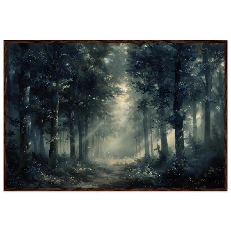 Framed Forest Path Landscape Poster Tranquil Path Through Tall Trees ...