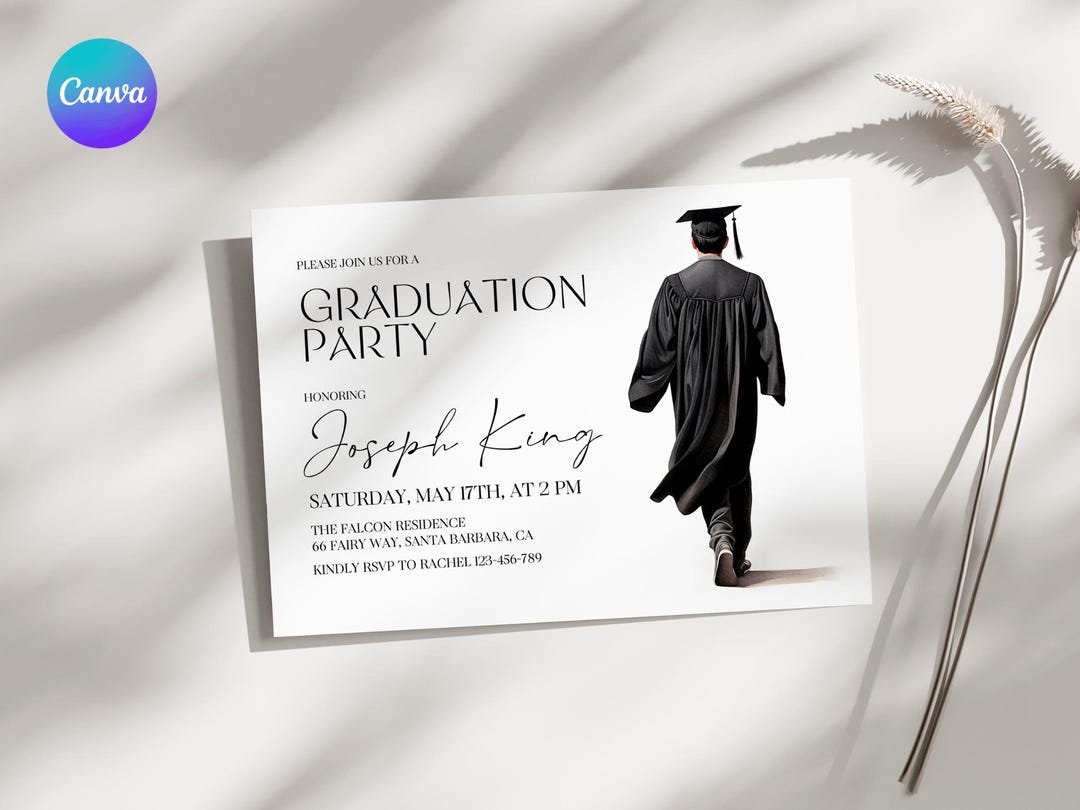 Boy Graduation Invitation Card, Editable Grad Card for Him, Small ...