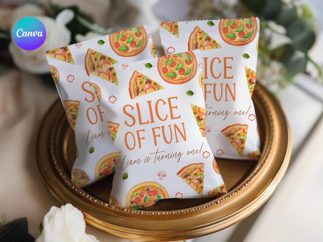 Buy Printable Pizza 1st Birthday Chips Bag, Editable Slice Slice 1st ...