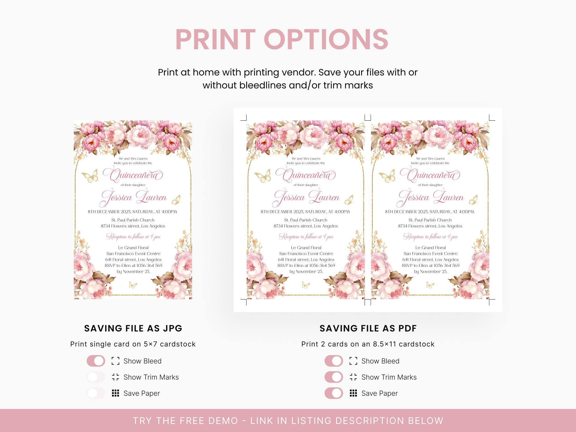 Invitación de quinceañera rosa suave, Quince rosa rubor Evite ...