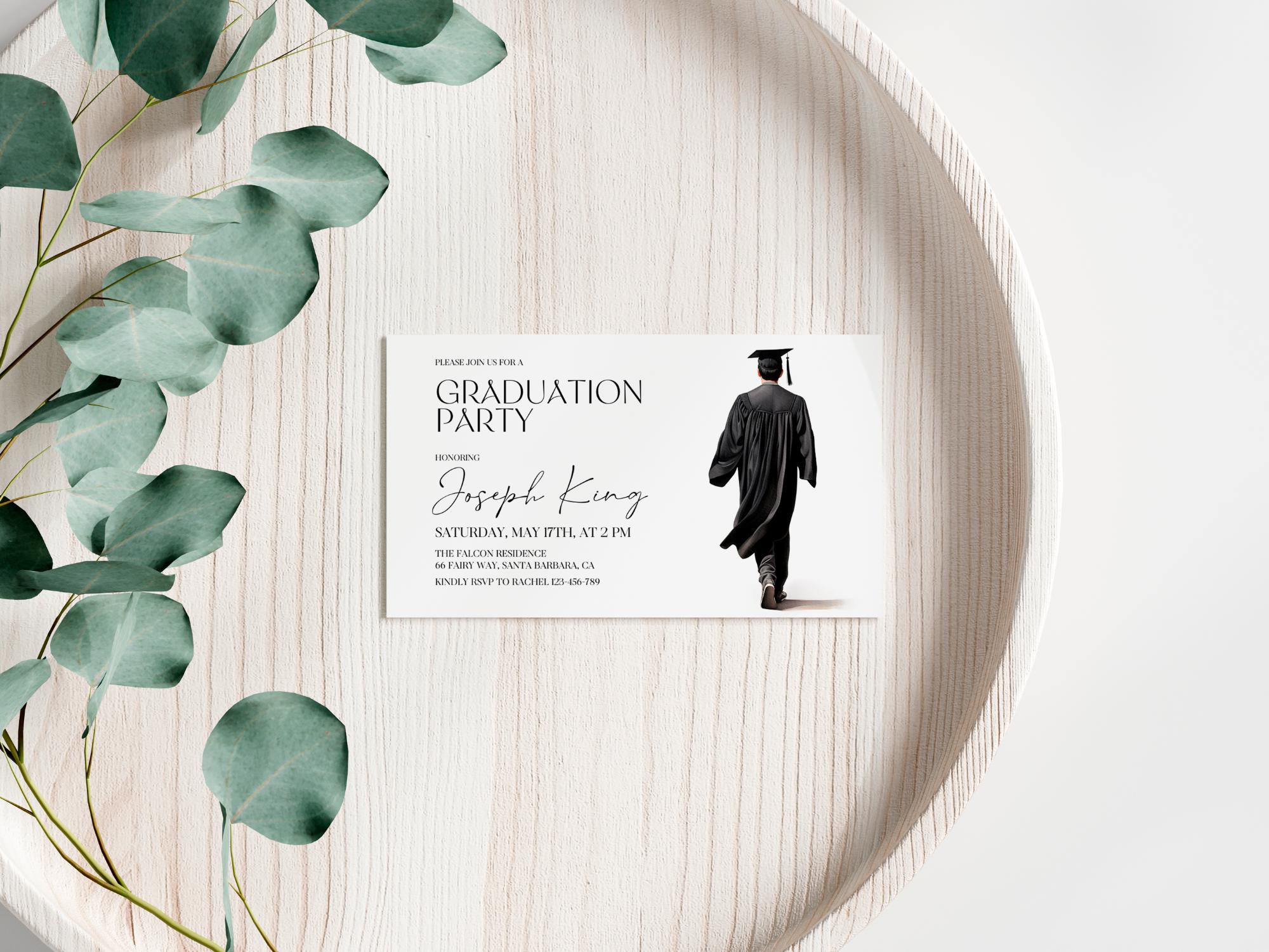 Boy Graduation Invitation Card, Editable Grad Card for Him, Small ...
