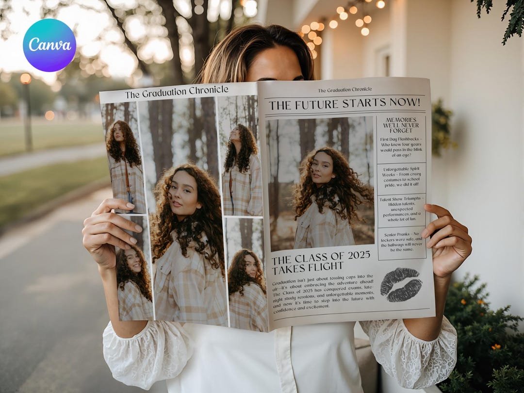 College Graduation Newspaper Template, Grad Party Newspaper Poster ...