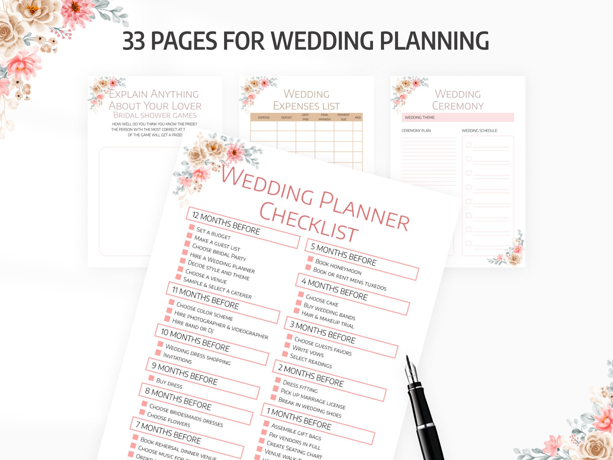 Wedding Planner Printable Wedding Planner Pages Wedding Planning Book ...