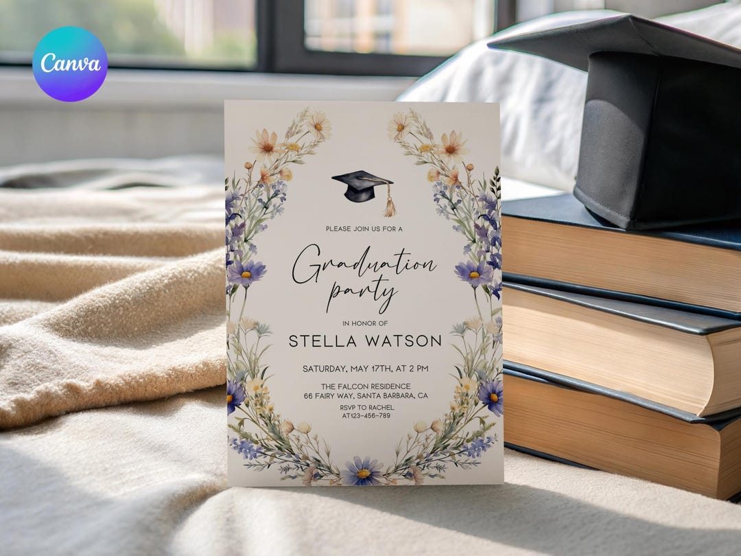 Wildflower College Graduate Invitation, College Graduation Party Card ...