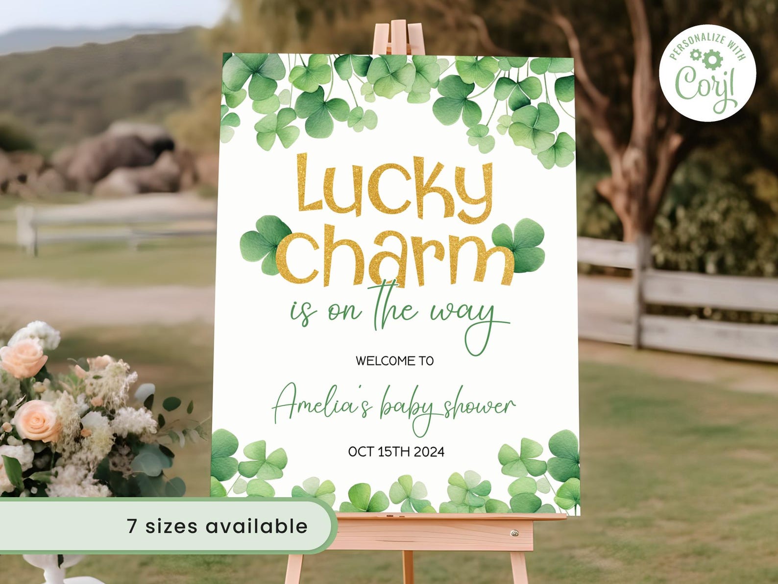 Lucky Charm Baby Shower Welcome Sign, Irish Baby Shower Welcome Poster ...