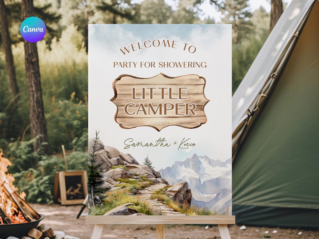 Camping Baby Shower Welcome Sign, Little Camper Baby Shower Welcome ...