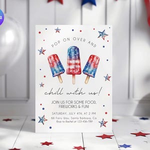 Pop on Over 4th July Invitation Template, Summer BBQ Party Invite ...