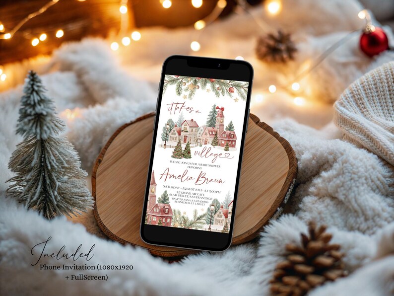 It Takes A Village Invitation and Evite – Winter Theme (editable Canva ...