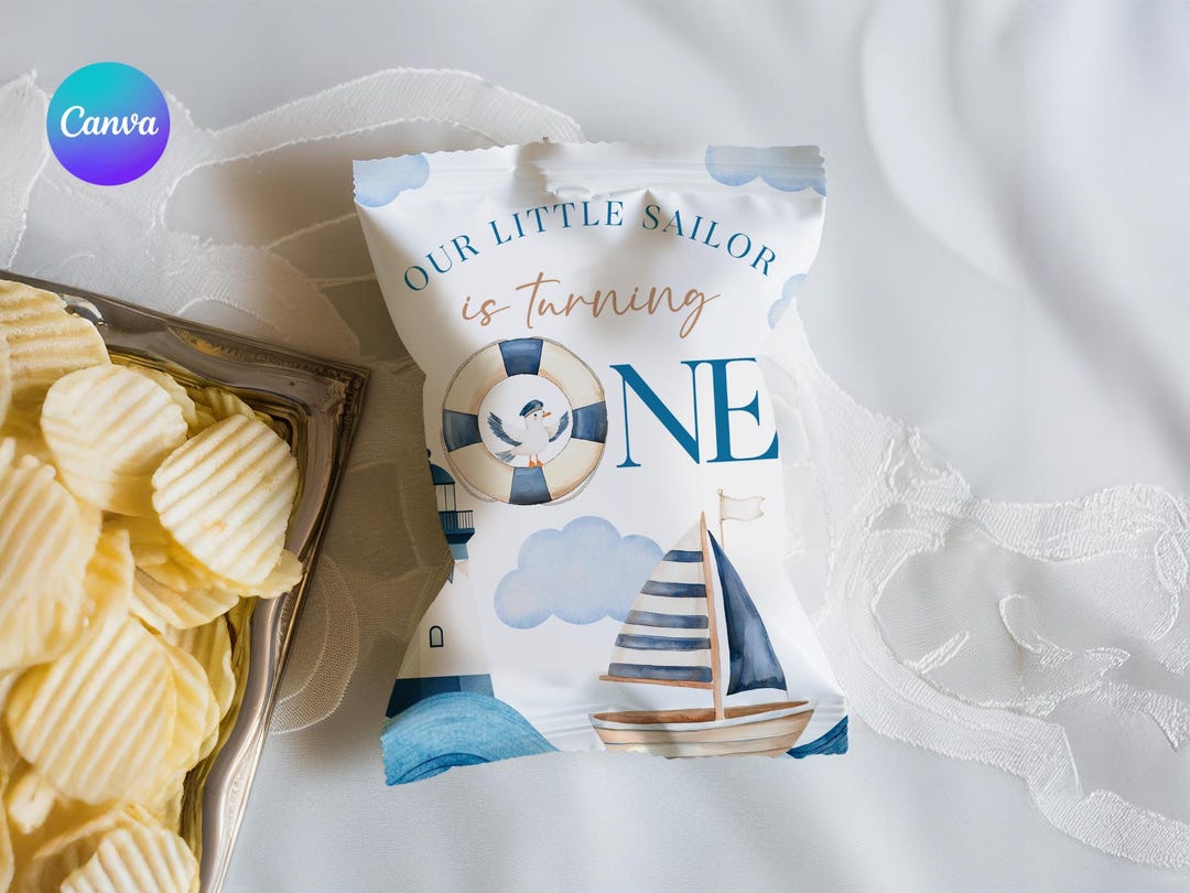 Printable Sailor 1st Birthday Chips Bag, Nautical First Birthday Chips ...