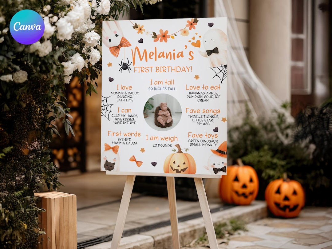 Ghost First Birthday Milestone, Halloween 1st Birthday Milestone Poster ...