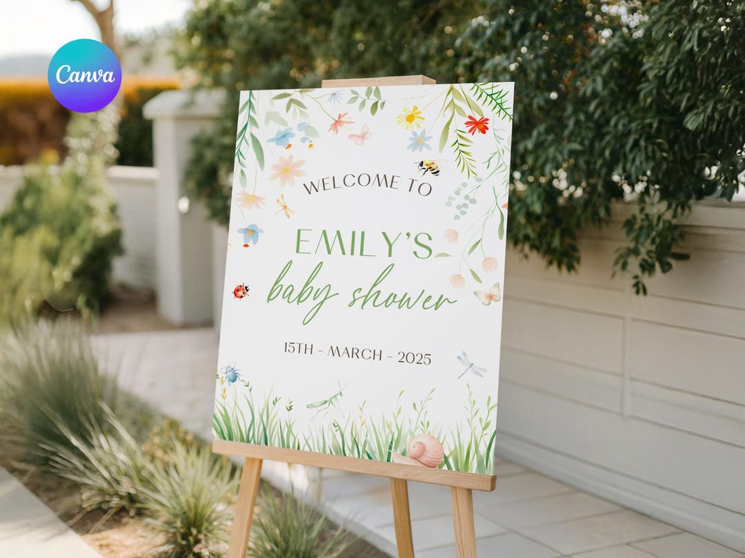 Love Bug Baby Shower Welcome Sign – Red Ladybug Garden Theme (editable ...