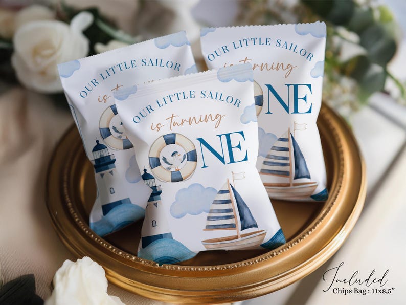 Printable Sailor 1st Birthday Chips Bag, Nautical First Birthday Chips ...