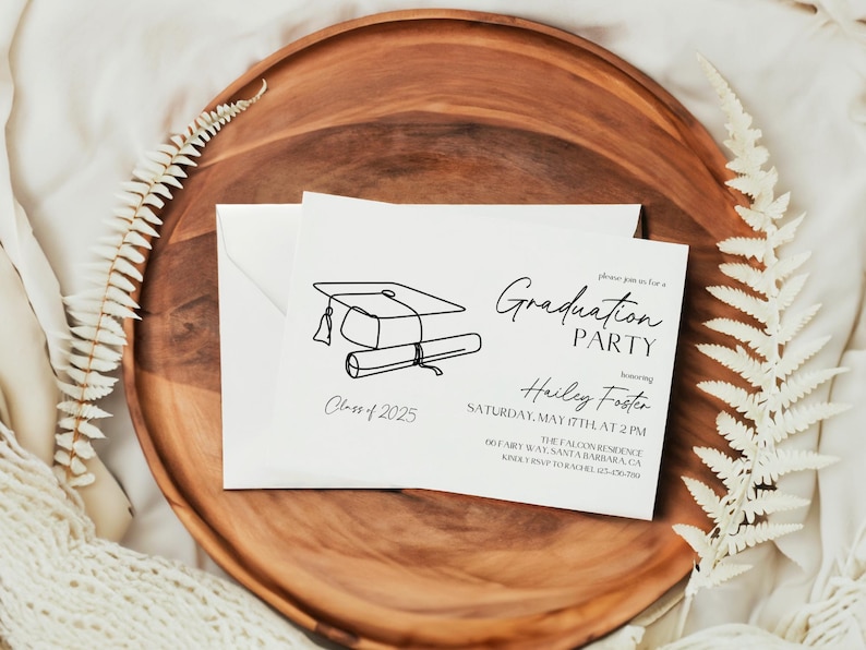 Hand Drawn Graduation Invitation Template for High School, College Grad ...