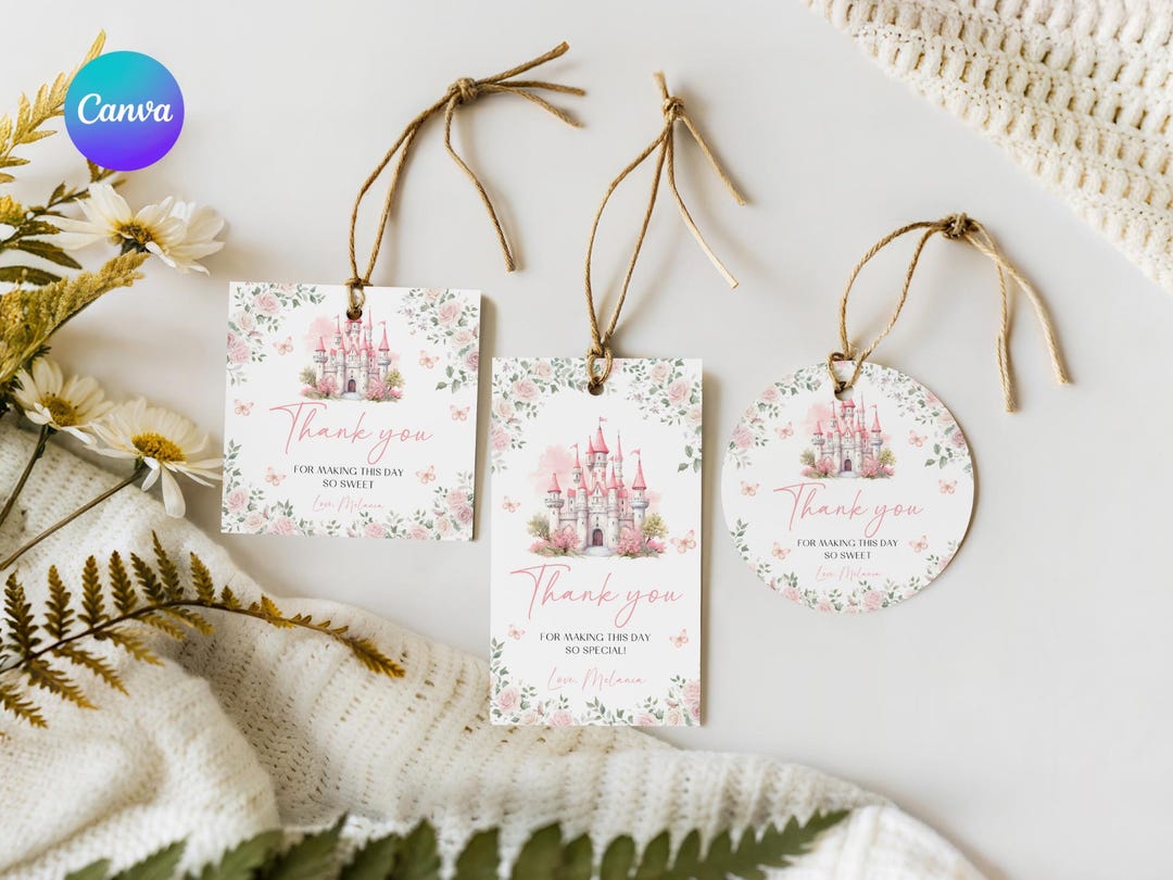 Once Upon a Time Birthday Thank You Tags, Princess First Birthday Favor ...
