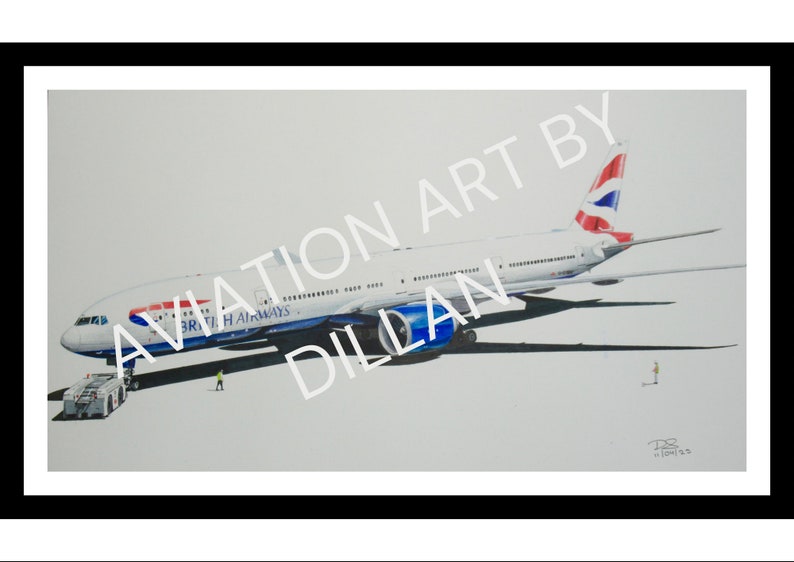 British Airways Boeing 777-300ER Airplane Aviation Drawing Art - Etsy