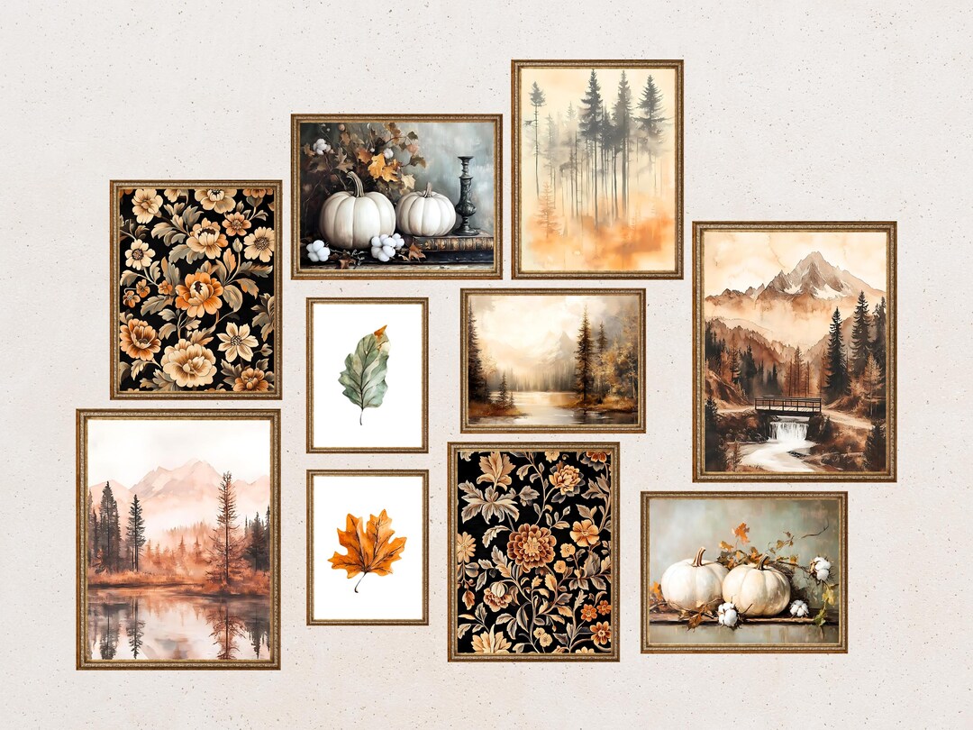 Fall Gallery Prints Set of 10 Digital Prints, Autumn Printable Art ...