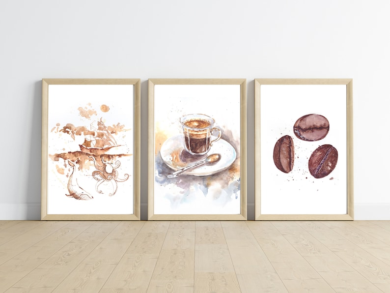 Printable Coffee Poster, Modern Set of 3 Prints, Cafe Print, Coffee ...