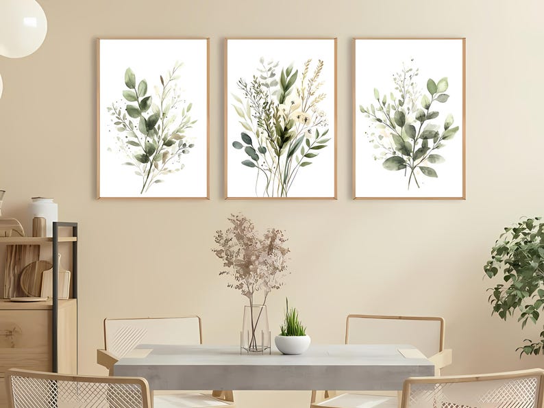 Watercolor Botanical Print, Set of 3, Wild Flowers Art, Boho Floral ...