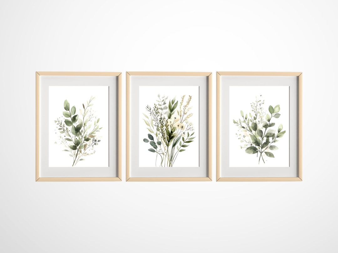Watercolor Botanical Print, Set of 3, Wild Flowers Art, Boho Floral ...