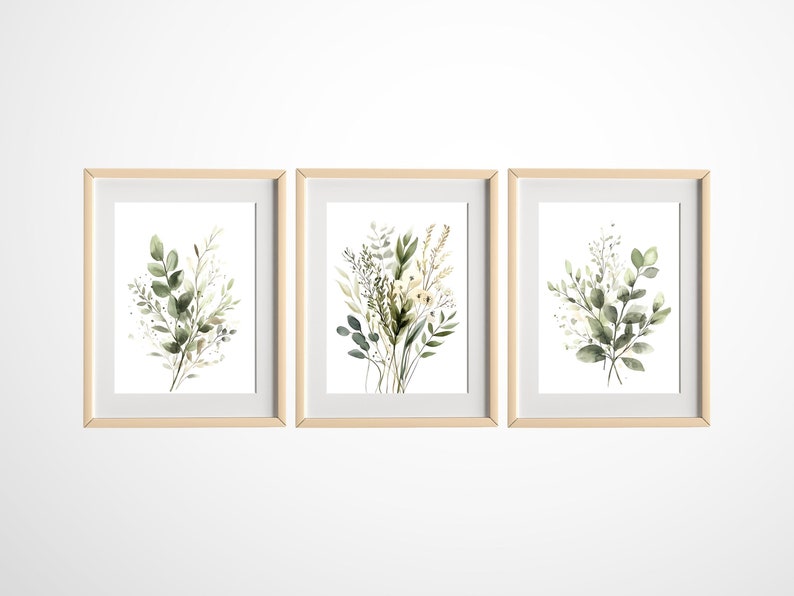 Watercolor Botanical Print, Set of 3, Wild Flowers Art, Boho Floral ...