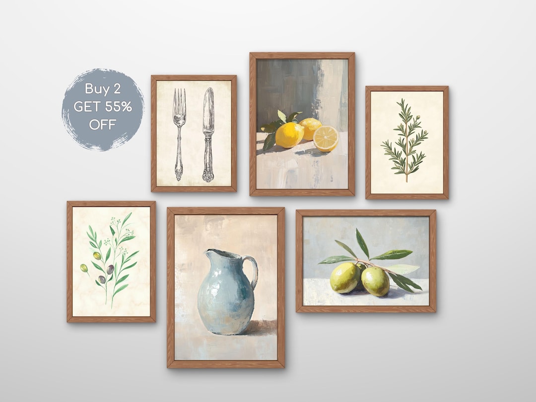 Vintage Kitchen Wall Art Prints, Farmhouse Kitchen Decor, Dining Room ...