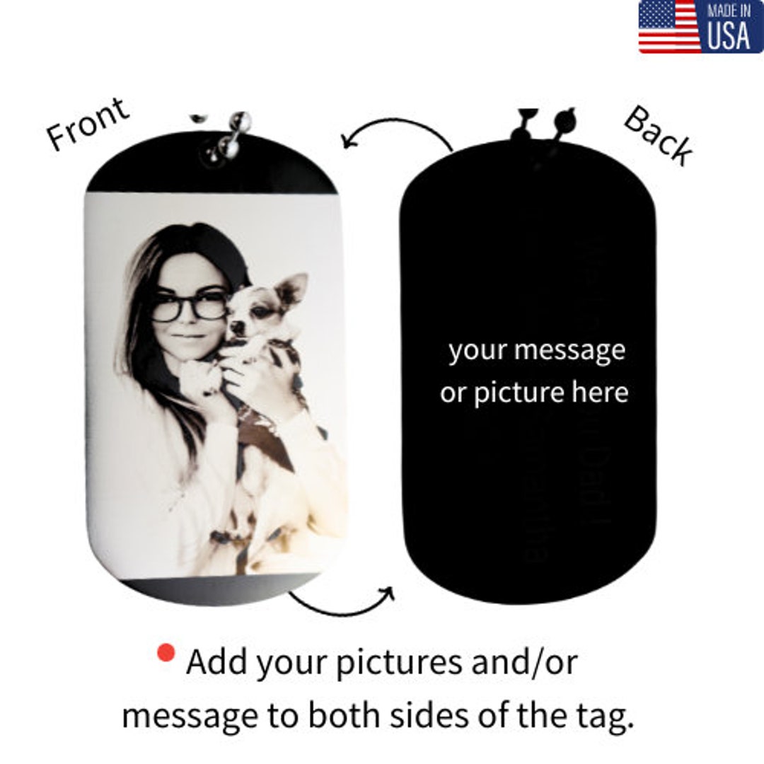 Custom Personalized Memorial Photo Black Stainless Steel Laser Dog Tag ...