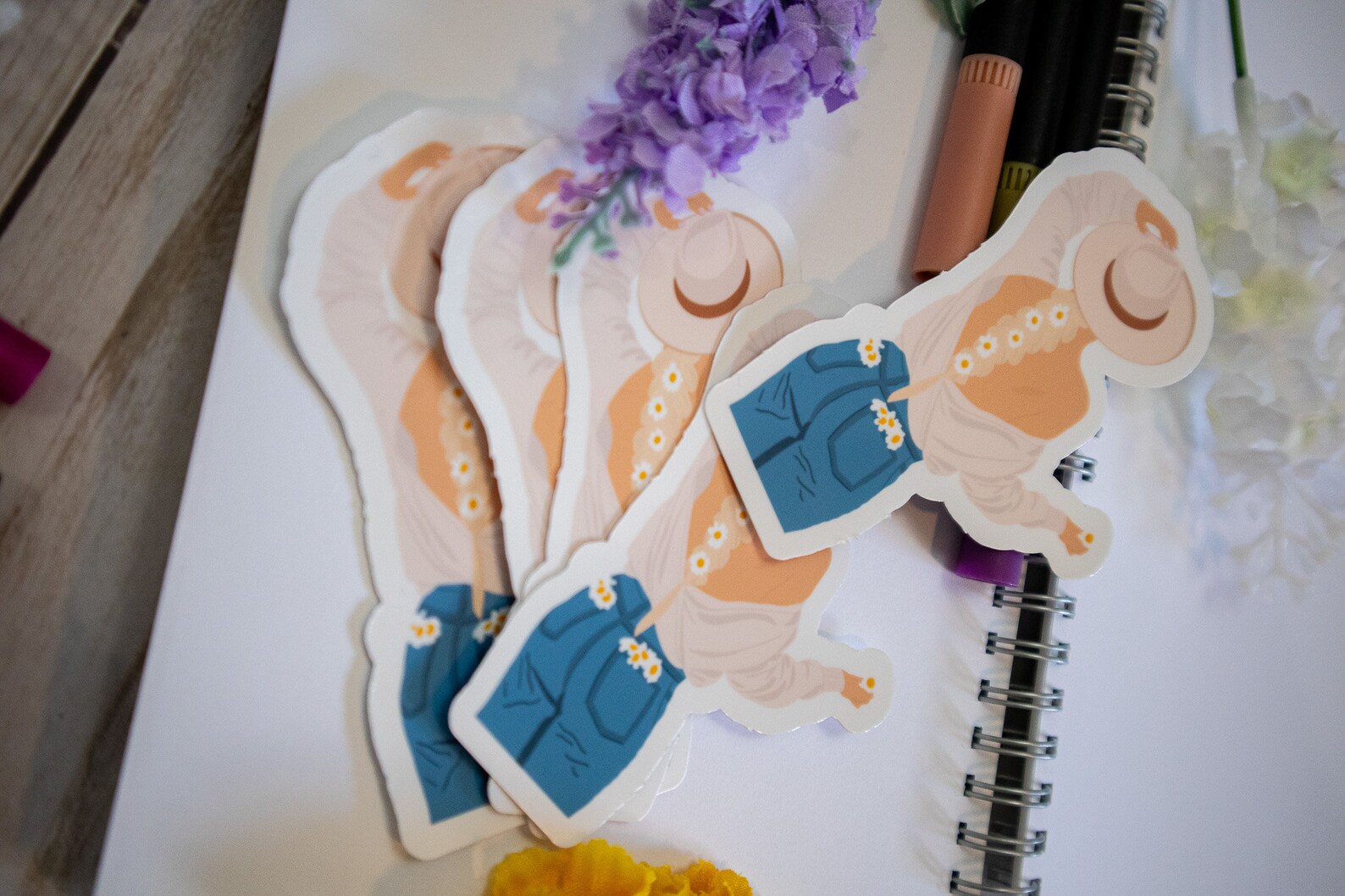 Woman Daisy Delight Waterproof Sticker for Flower Lovers Durable ...