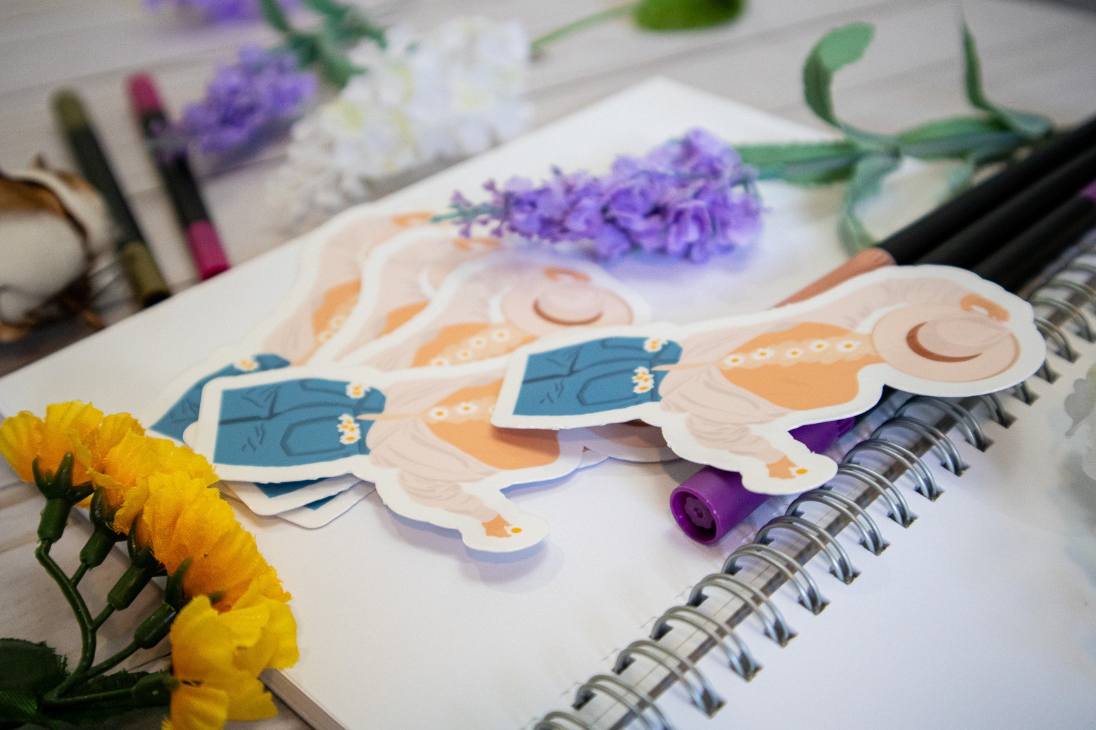 Woman Daisy Delight Waterproof Sticker for Flower Lovers Durable ...