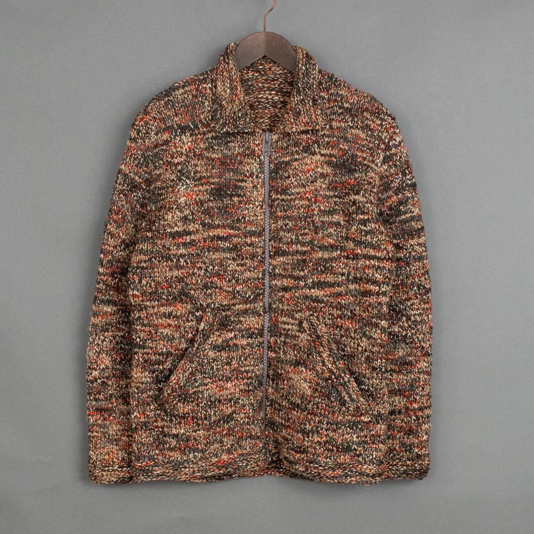 Vintage 70s Hand Knitted Italian Wool Cardigan Size M-L - Etsy