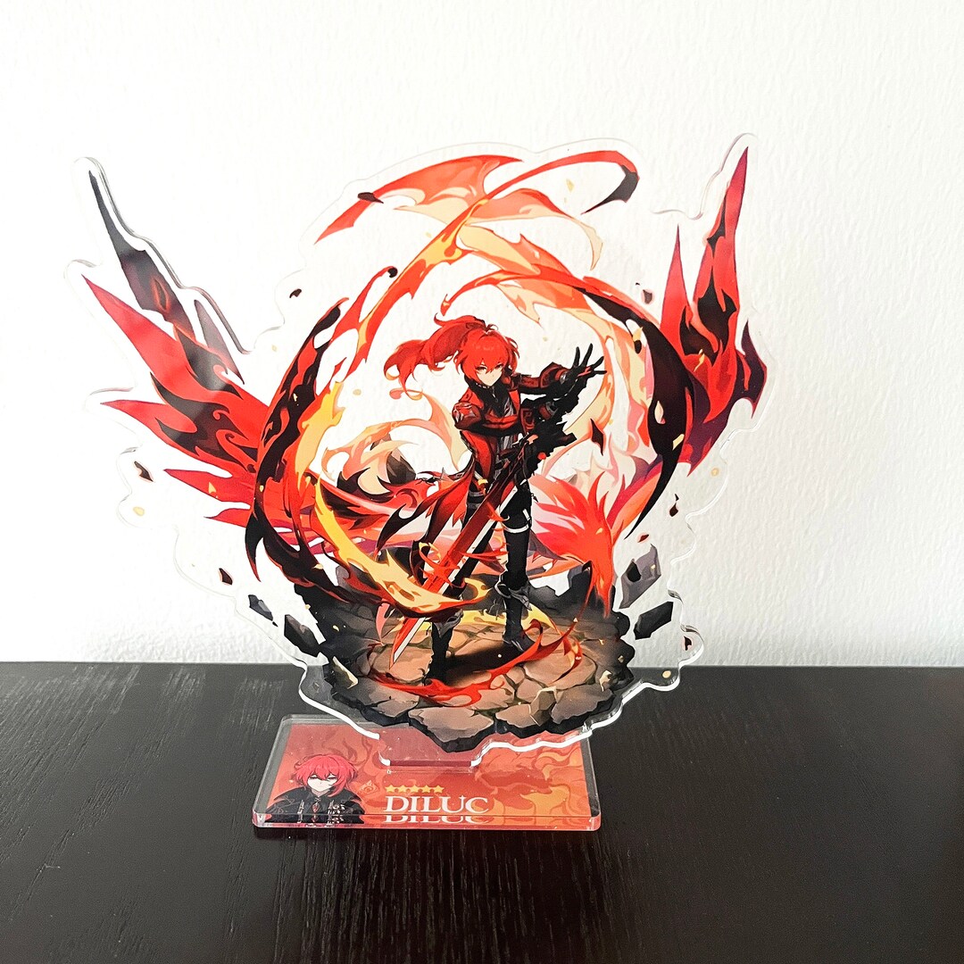 Genshin Impact Diluc Acrylic Standee, Genshin Diluc Action Figure Stand ...