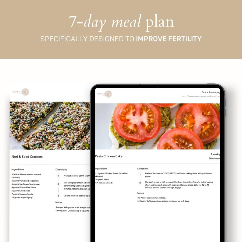 7-day Fertility Meal Plan (omnivore) | Healthy Preconception & Pregnancy Diet | Mediterranean ...