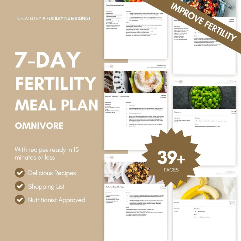 7-day Fertility Meal Plan (omnivore) | Healthy Preconception ...