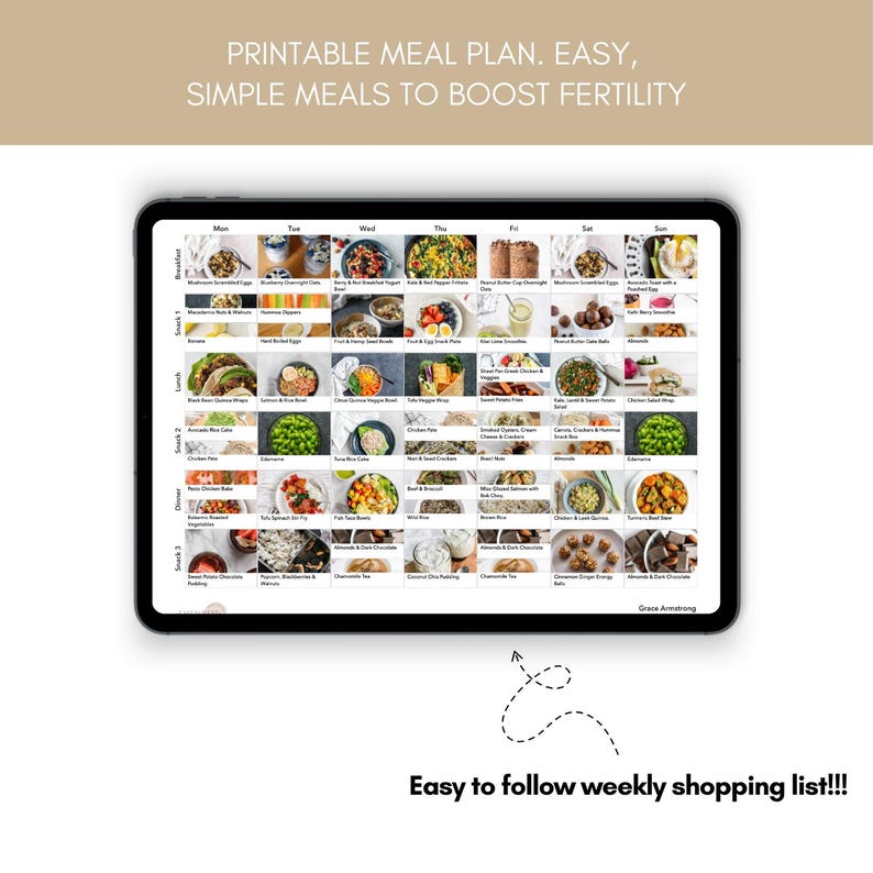 7-day Fertility Meal Plan (omnivore) | Healthy Preconception ...