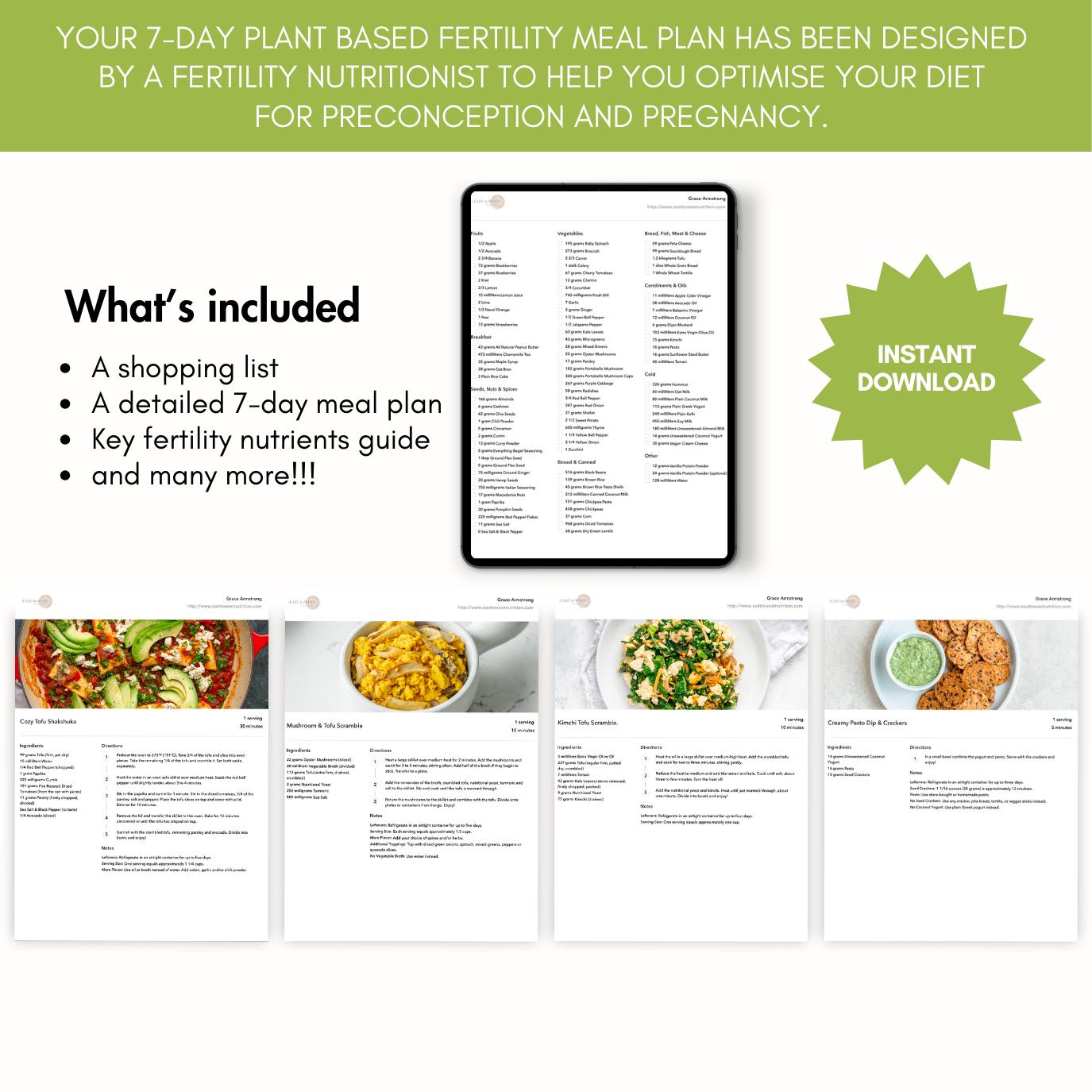 7-day Plant-based Fertility Meal Plan | Healthy Preconception ...
