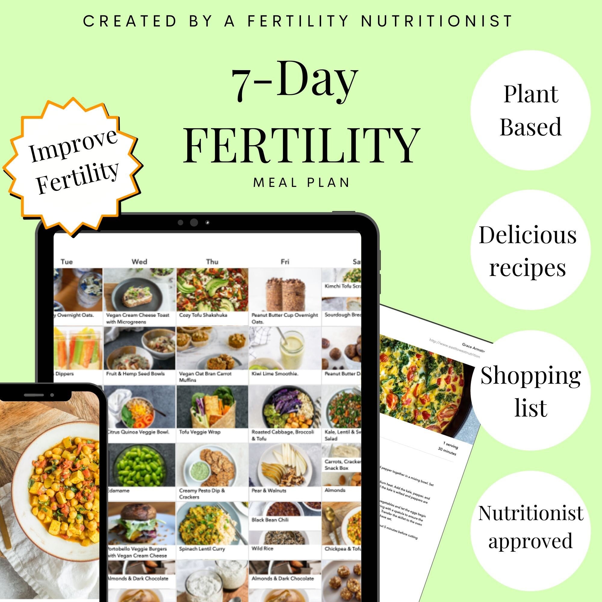 7-day Fertility Meal Plan plant Based - Etsy